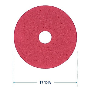 Boardwalk Buffing Floor Pads, 17" Diameter, Red, 5/Carton