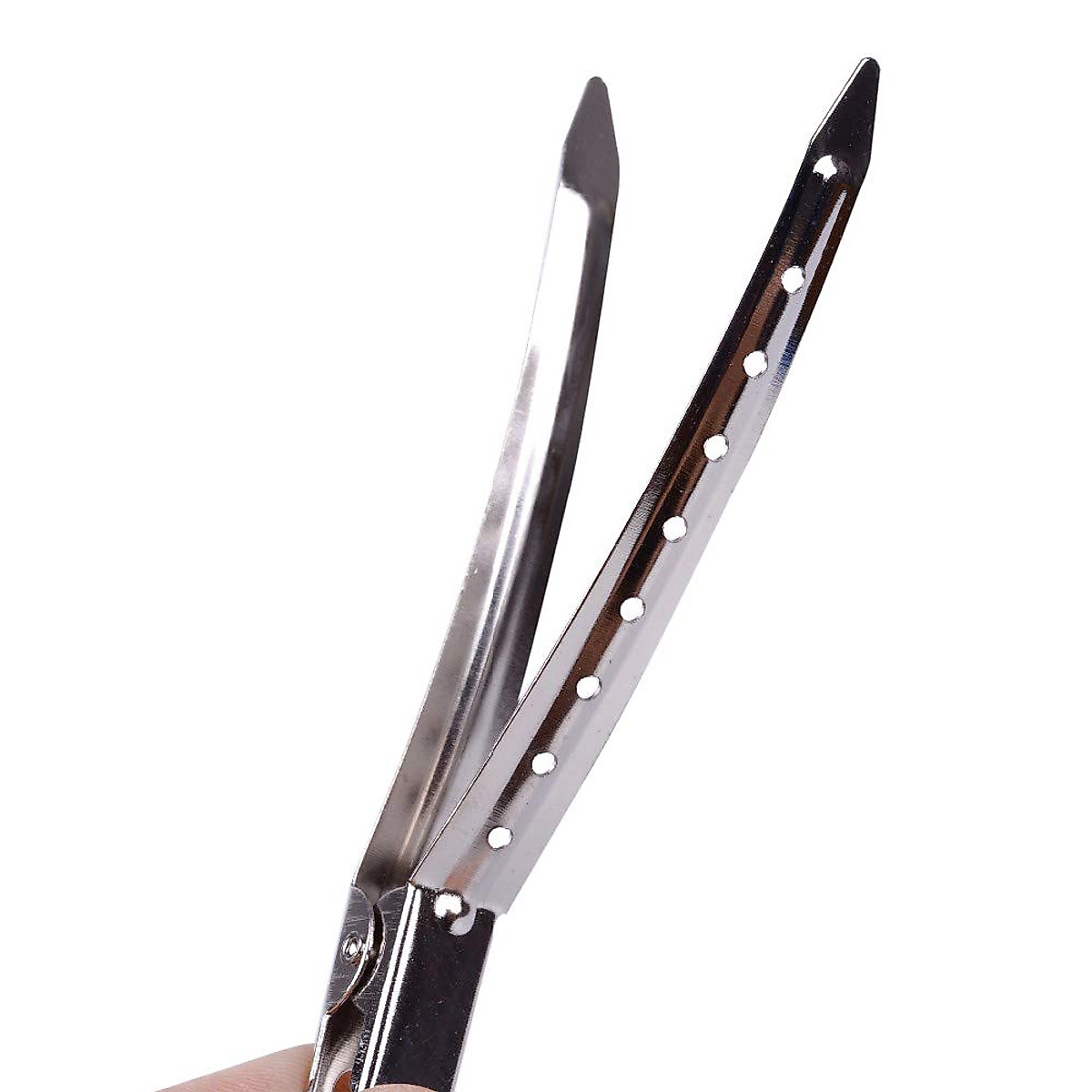 24 Pcs 3.54 Inches Duck Billed Hair Clips Silver Hair Clips with Holes Metal Alligator Hair Clips for Hair Extensions