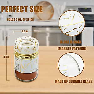 White Glass Salt and Pepper Shakers Set with Adjustable Pour Holes - Stainless Steel Salt Shaker and Pepper Shaker - Farmhouse Salt and Pepper Shaker Set for Himalayan, Kosher Sea Salts & Spices