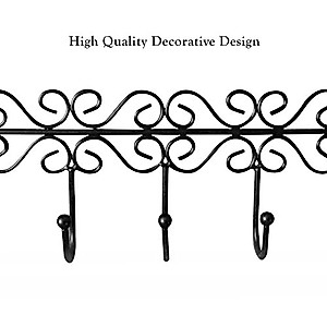 HUJI Sturdy Over The Door 5 Hooks Clothes Hanger for Coats Hats Belts Organization Storage for Office or Home (1 Pack, Over The Door Hanger)