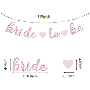 Pink Rose-Gold Bridal-Shower Party-Decorations Streamers - 17pcs Kits Bride To Be Banner Garland,Bachelorette Wedding Paper Tissue Pom Poms Fan,Honeycomb Lanterns Decor Panduola