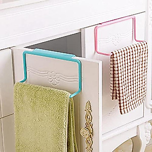 Modern Kitchen Over Cabinet Plastic Towel Rack, Hang on Inside or Outside of Doors, Storage and Organization for Hand and Dish Towels, Rag(White)