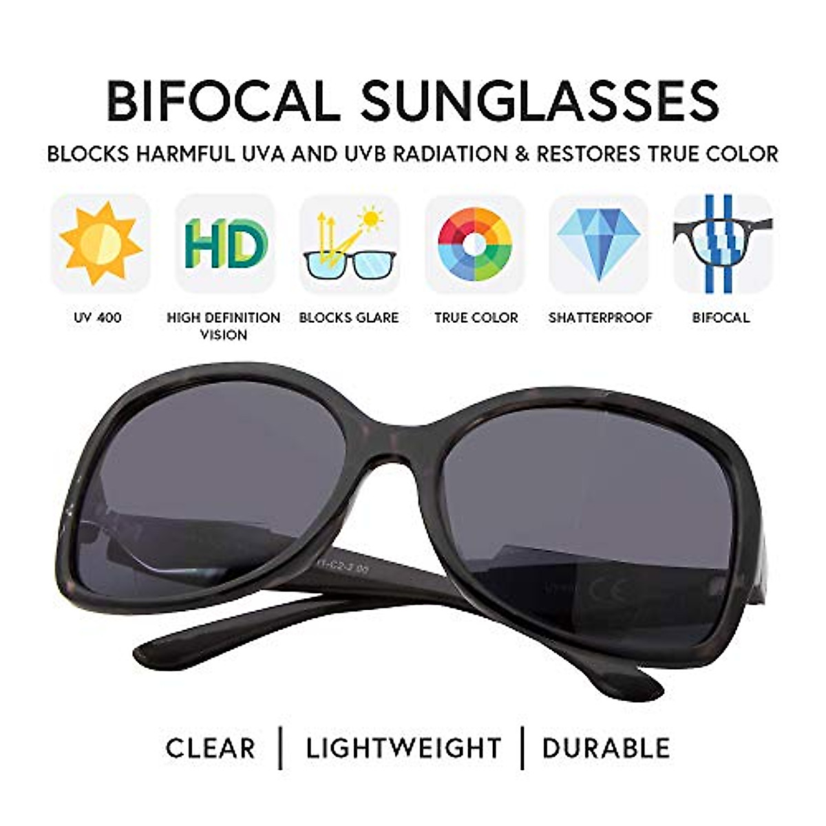 VITENZI Sunglasses with Readers for Women, Reader Sunglass with Bifocals, Oversized, Ferrara in Green 2.00