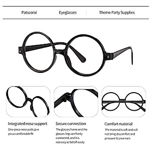 72 PCS Wizard Wand Party Favors for Kids , Wand Pencils, Witch Broom Pencils, Lightning Tattoos, Round Frame Glasses, Party Decorations Birthday Gifts, Halloween Cosplay Accessories for Teens