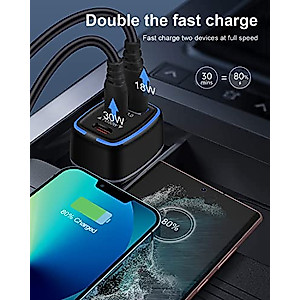 78W USB C Car Charger, Super Fast Charging Cigarette Lighter Adapter, 3 Port Power Delivery Auto Cargador for Samsung Galaxy S22 Ultra, Apple iPhone 14 Pro Max 13, iPad, Google Pixel, Kindle Fire, PS5
