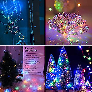 Colorful String Lights Christmas Decorations, 2 Pack 100LED Copper String Lights Battery Operated Fairy Lights Twinkle Lights for Home, Bedroom, Garden, Patio, Outdoor, Xmas Decor-Multicolor