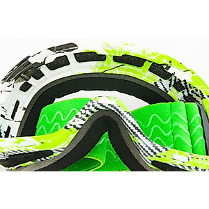 Typhoon Sports Magnetic Lens Ski Snowboard Anti-Fog Goggles (Green White w/Silver & Yellow)