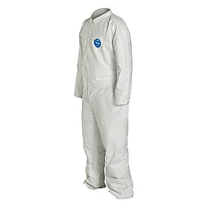 DuPont Tyvek Disposable Coveralls with Zipper Front, 25 Coveralls, White, Size XL, TY120SWH