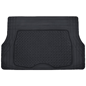 Motor Trend 4pc Black Car Floor Mats Set Rubber Tortoise Liners w/ Cargo for Auto SUV Trucks - All Weather Heavy Duty Floor Protection - MT-923-BK+MT-884-BK_amj