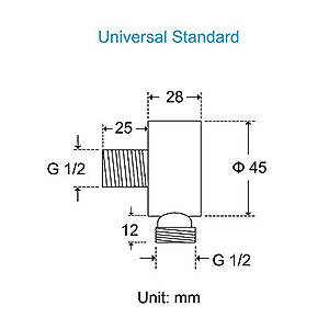 Keymark Wall Supply Elbow, Brass Round Wall Mount Shower Hose Connector 1/2″ Drop Ell Union Water Outlet for Handheld Hand Shower, Black