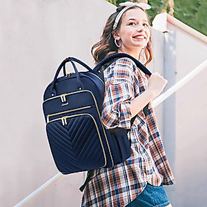 LOVEVOOK 15.6 Inch Laptop Backpack for Women,Fashion Work Travel Backpack,Waterproof Day Pack Purse for Teacher Nurse, Navy Blue.