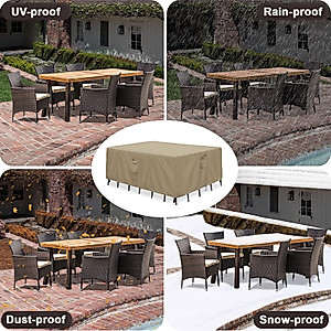 PureFit Patio Furniture Covers, Outdoor Table Furniture Cover Waterproof Rectangle, Patio Sectional Couch Set Cover for Deck, Lawn and Backyard, UV Resistant, 126"L x 63"W x 28"H, Camel