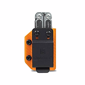 Clip & Carry Kydex Multitool Sheath for LEATHERMAN FREE P2 - Made in USA (Multi-tool not included) EDC Multi Tool Holder Holster Cover (Carbon Fiber Orange)