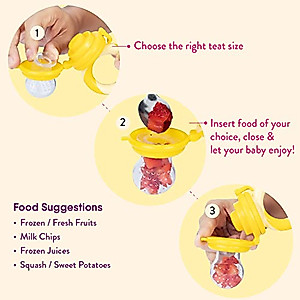 NatureBond Baby Food Feeder/Fruit Feeder Pacifier (2 Pack) - Infant Teething Toy Teether | Includes Additional Silicone Sacs