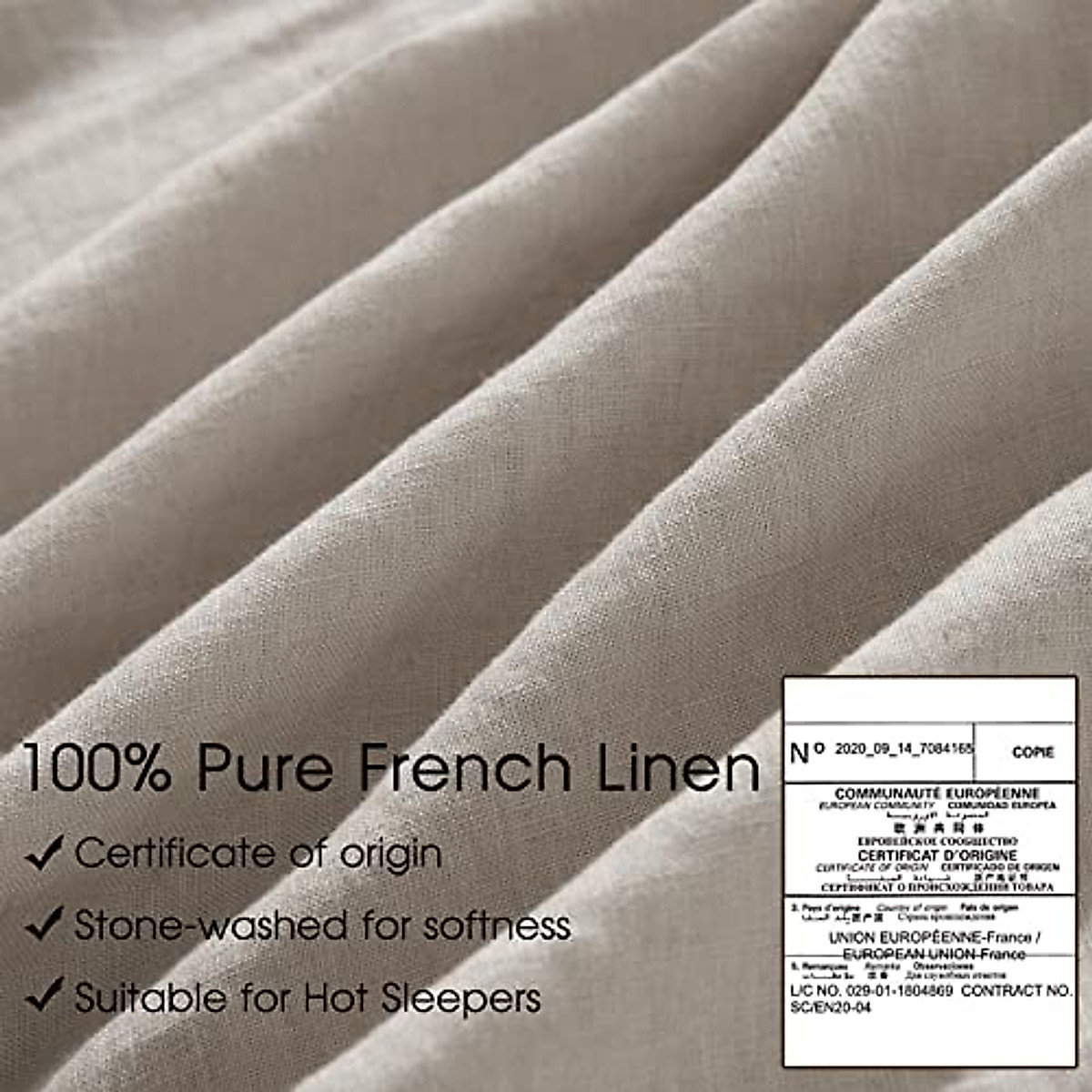 HYPREST Linen Duvet Cover King Size, 100% French Flax Linen Bedding Duvet Covers Soft Breathable Cooling Farmhouse Style with Zipper, Moisture-Absorbing & Durable