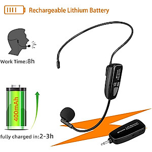 Retekess TT123 Wireless Microphone Headset,2.4G Wireless Headset Mic System,164ft,Headset and Handheld 2 in 1,for Tour Guide,System,Voice Amplifier,Window Speaker,PA System(Incompatible Phone,Laptop)