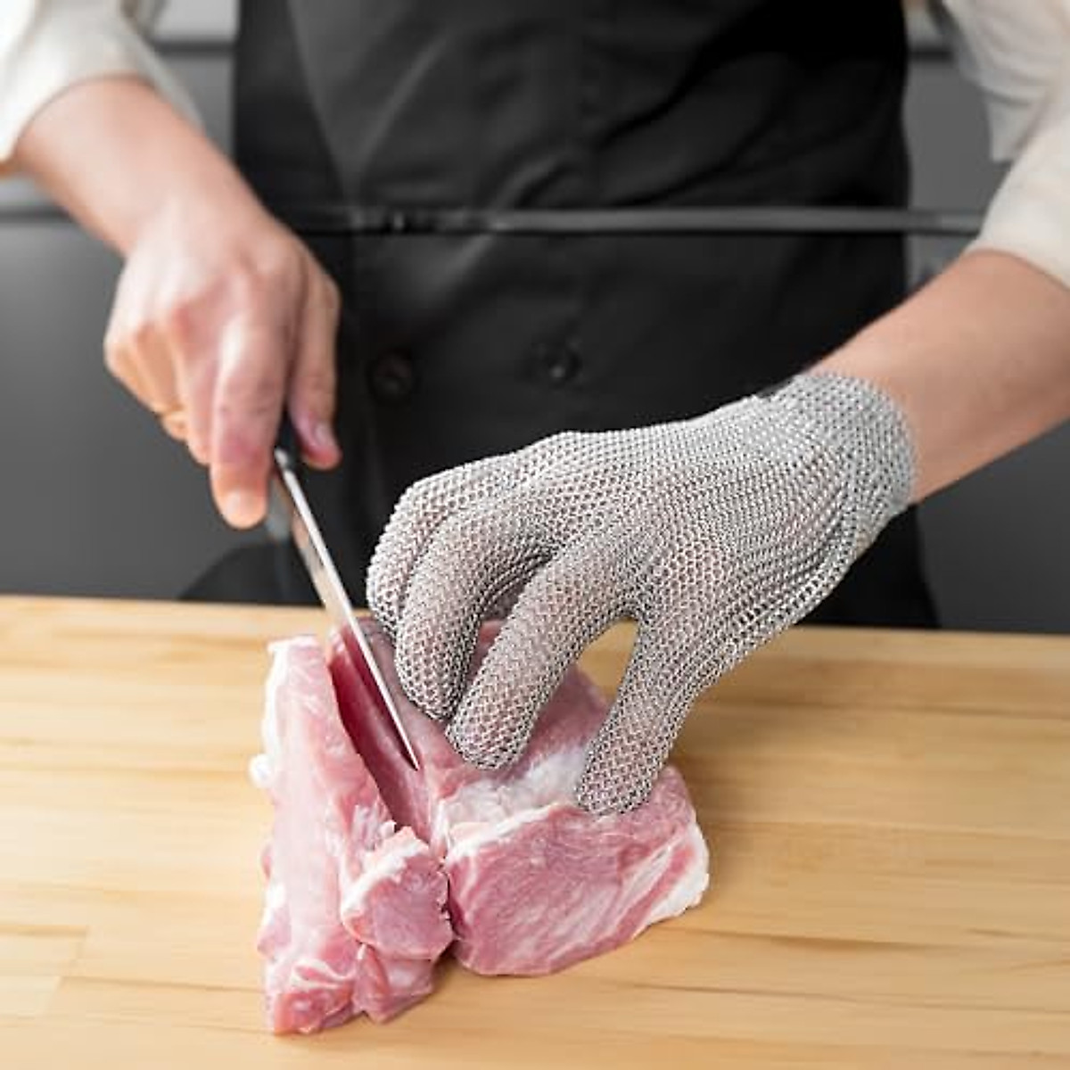 Caprihom Chainmail Glove Highest Level Cut Resistant Glove Food Grade Stainless Steel Metal Mesh Glove for Meat Cutting, Fishing, Oyster Shucking (L -1PCS)