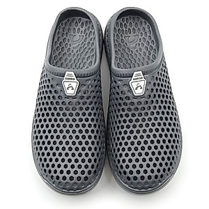 Amoji Garden Clogs Garden Shoes Shower Slippers Sandals Yard Gardening Beach Water Plastic Rubber Comfortable House Indoor Summer Adult Female Male AM161 Grey Size 12 Women/10 Men