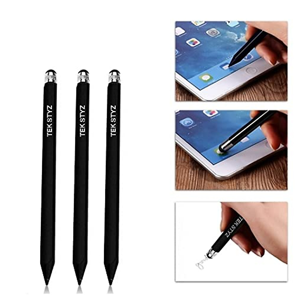 Tek Styz Pro Stylus Capacitive Pen Upgraded Works for Bose SoundSport with Custom High Precision Touch Full Size 3 Pack! (Black)