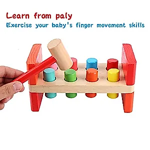 Joyshare Pounding Bench Wooden Toy with Mallet, Hammer Toys for Toddlers 2-3 4 5 Year Old