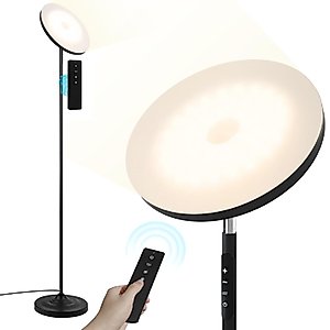 hanaking Upgraded Floor Lamp, 36W/3600LM Super Bright Floor Lamp with Remote Control, Stepless Adjust Color Temperatures & Brightness, Torchiere Standing Lamp for Living Room Bedroom Office