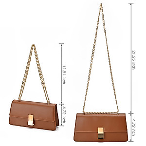 GM LIKKIE Crossbody Shoulder Bag for Women, Medium Ladies Clutch Purse, Trendy Y2K PU Leather Handbag (Brown)