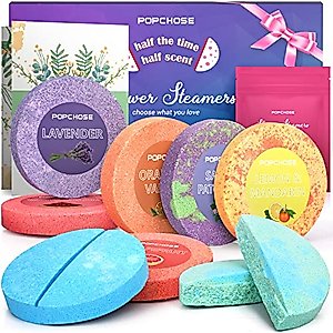POPCHOSE Shower Steamers Aromatherapy - Bath Bomb Shower Tablets 8 Pack, Self Care & SPA Relaxation - Stocking Stuffers Christmas Gifts for Women and Mom Who Has Everything, Birthday Valentines Gift