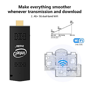 AKLWY Mini PC Stick Pocket PC with Intel Atom Z8350 & Windows 10 Pro 4GB RAM 64GB ROM Support Auto-On After Power Failure,Support 4K HD,Dual Band WiFi 2.4G/5G, BT 4.2