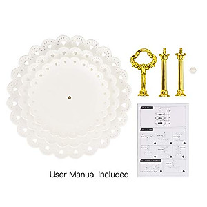 NWK Large 3-Tier Cupcake Stand 10.9Inch Plastic Serving Tray for Wedding Birthday Baby Shower Summer Autumn Halloween Party (Gold)