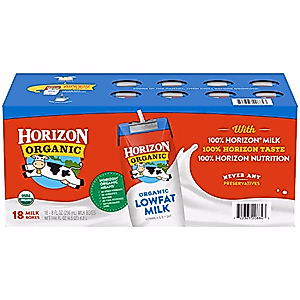 Horizon Organic Shelf-Stable 1% Low Fat milk Boxes, 8 Fl Oz (Pack of 18)