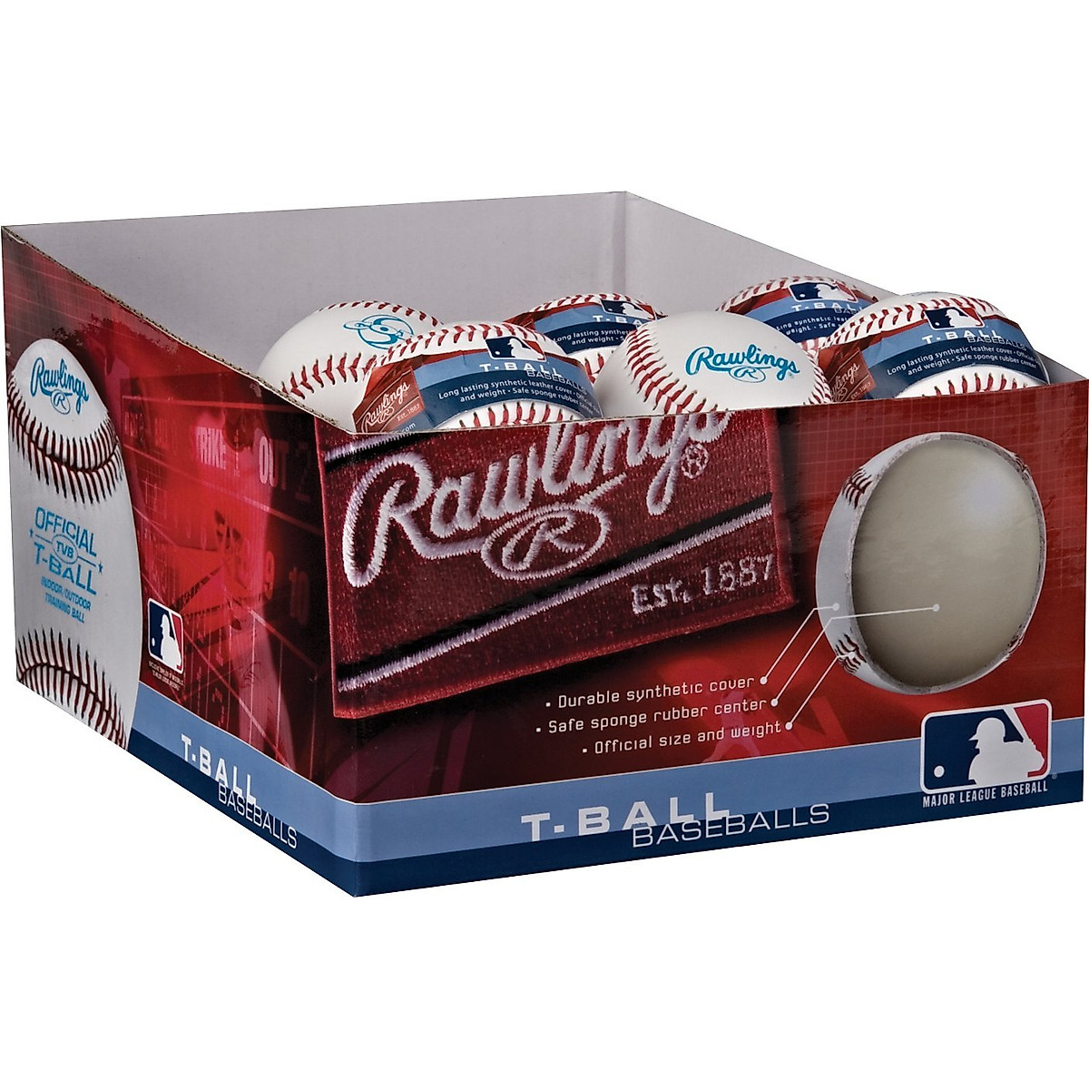 Rawlings Sponge Rubber Center Synthetic Cover Baseballs, Youth T-Ball, (Box of 24 Balls), TVBSW2-24