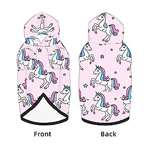 Large Dog Hoodie Cute-Unicorn-Star-Pink Pet Clothes Sweater with Hat Soft Cat Outfit Coat X-Large