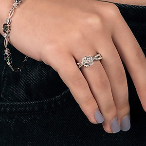 Jewelili Sterling Silver 1/2 Cttw Natural White Round Diamond Bridal Engagement Ring, Size 6