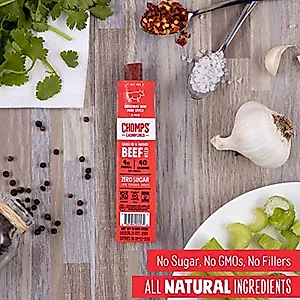 CHOMPS MINI Grass Fed Beef Jerky Meat Snack Sticks 0.5 Oz, Original Beef (Pack of 6)