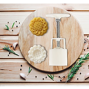 Pink Chinese flower moon cake press mold, hand pressed mooncake dessert DIY, moon cake puff pastry press mold with stamp DIY (1 Apple Stamp-1)