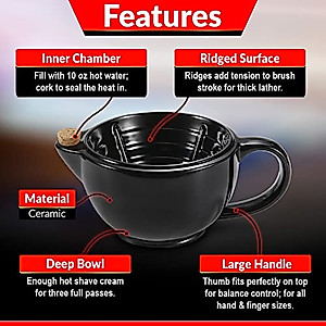 Savanna Shaving Scuttle Mug Kit - Shaving Bowl With Shave Soap, Shave Brush, Porcelain Scuttle Shaving Mug, Keeps Lather Hot, Creamy Lather, Hot Shave At Home Daily, Handmade Pottery, Great Gift