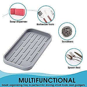 Cheer Collection Soap and Sponge Holder - Silicone Non-Slip Kitchen Counter Sink Organizer and Storage Tray, Medium