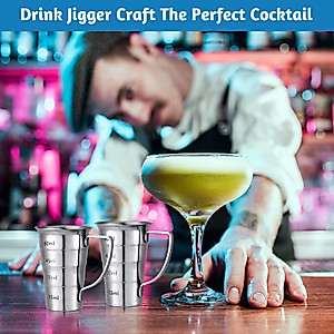 Zeyune 2 Pieces 2 Oz Stepped Jiggers with Handle Stainless Steel Cocktail Jiggers Drink Measuring Jigger Stepped Measuring Tool for Bartenders Bar Drink Jiggers and Pourers