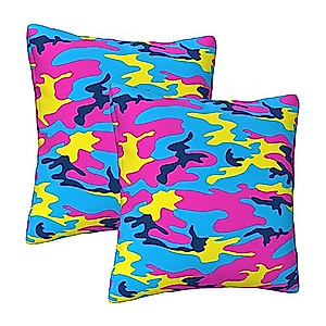 AFHYZY Camo Throw Pillow Covers Set of 2 Soft Pillow Case Protectors with Zipper Standard Size Pillowcase Covers Home Decor Couch Pillows 18"x18"