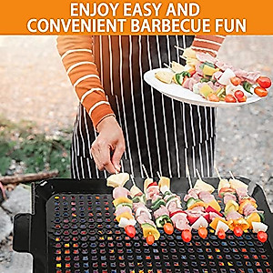 2PCS Grill Topper Pans BBQ ACETOP Nonstick Barbecue Grilling Baskets Outdoor Stainless Steel BBQ Grill Tray with Perforated Bottom for Indoor Camping Chicken Drumsticks Vegetable Shrimp Meat