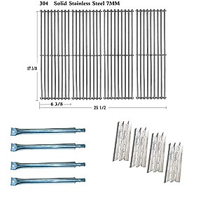 Htanch SN6021 (4-Pack) SA1081 (4-Pack) Replacement Parts for Broil King Baron 320, 340, 420, 440, 490 9211-64, 9211-67, 9215-54, 9215-57, 9215-64, 9215-67, 9221-54 Grill Burner,Heat Plates,Grates