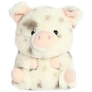 Aurora® Round Rolly Pet™ Periwinkle Pig™ Stuffed Animal - Adorable Companions - On-The-Go Fun - White 5 Inches