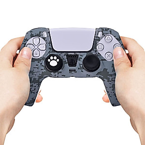 G-STORY 2PCS Silicone Cover Skin for PS5 Controller, Anti-Alip Soft Rubber Case Protector for PLAYSTATION5 Controller with 8 Black Thumb Grip Caps