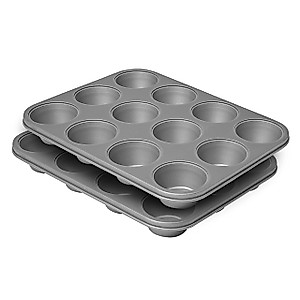 G & S Metal Products Company OvenStuff Set of Two Nonstick 12-cup Muffin Pans, Gray, HG230-AZ