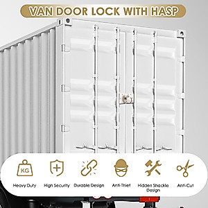 BEVISKkki 2 Pack Hidden Shackle Padlock Heavy Duty Solid Steel Cargo Van Door Locks Anti Theft with Hasp 73MM Puck Lock High Security Garage Shed Door Lock with 4 Keys for Trucks, Gates, Vans,Trailer