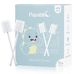 Papablic 40-Pack Baby Tongue Cleaner, Baby Oral Cleaner, Disposable Baby Mouth Cleaner Newborn, Upgrade Gum Cleaner with Paper Handle for Babies and Infants Ages 0-2 Years