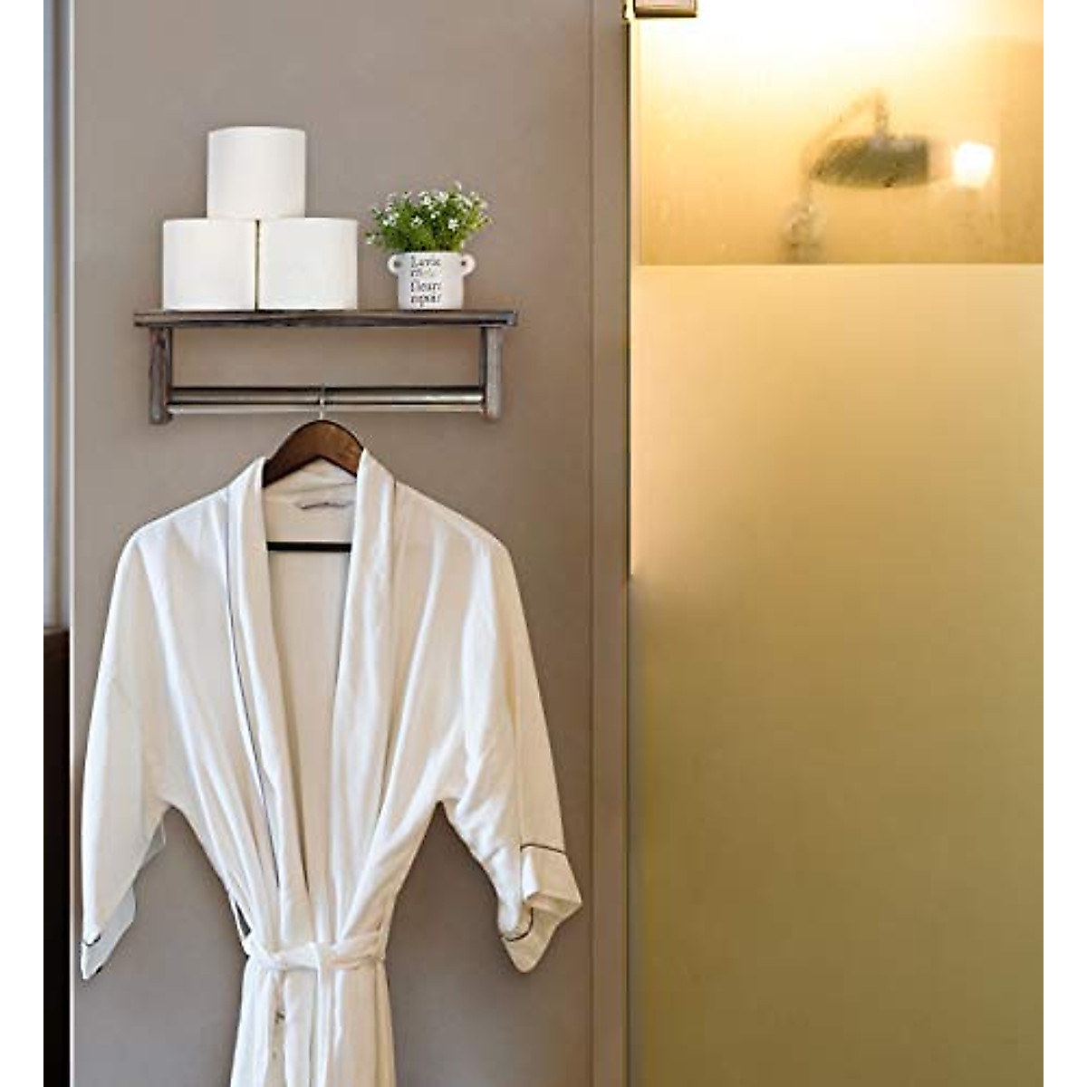 J JACKCUBE DESIGN Rustic Bathroom Shelf Towel Rack Bathroom Shelf Organizer Stainless Towel Bar Hanger Farmhouse Décor Over Toilet - MK608A