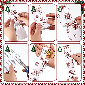 83 Pcs Christmas Party Table Non Snap Holiday Supplies, Include Christmas No Snap Crackers, Tissue Paper Cracker Hats, Christmas Jokes, Keychain and Brooch for Holidays, No Snap Strips (Red, White)