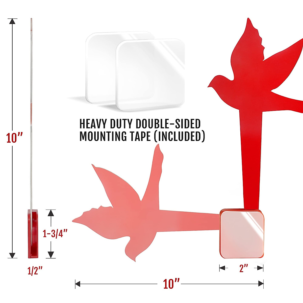 Anley Universal Outgoing Mail Dove Bird Mailbox Flag for Wood, Metal & Stucco - Rust Resistant Plastic Alert Postal Carrier Raised Signal Flags Replacement Kit - Mounting Sticker Included (Red)