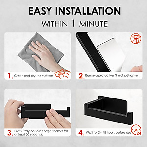 Auxmir Toilet Paper Holder Self Adhesive, Premium SUS304 Stainless Steel Rustproof Toilet Roll Holder No Drilling, Wall Mount Toilet Tissue Holder for Bathroom Kitchen Washroom RV, Matte Black